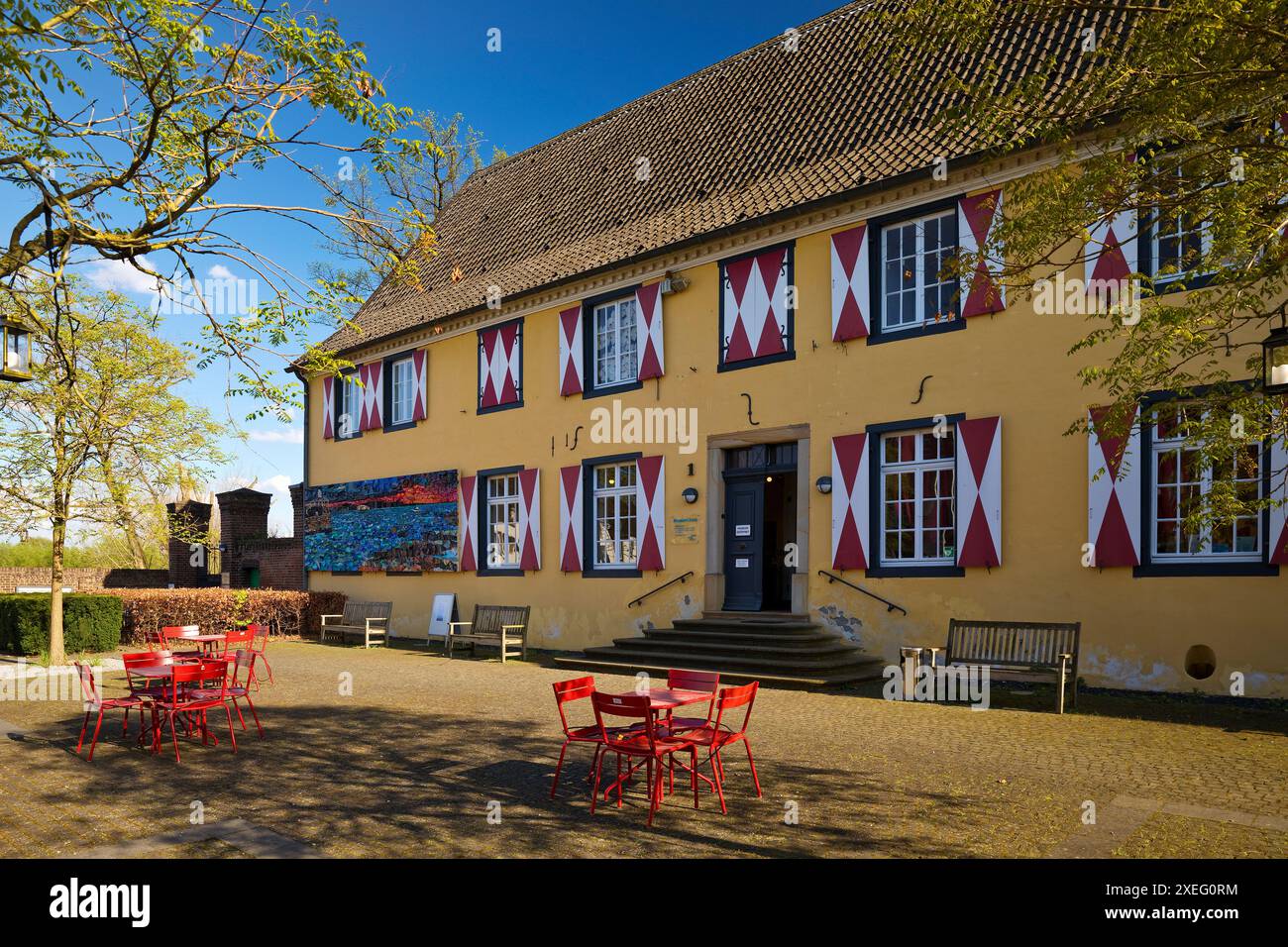 Zons District Museum, window with historic shutters, Dormagen, Lower ...