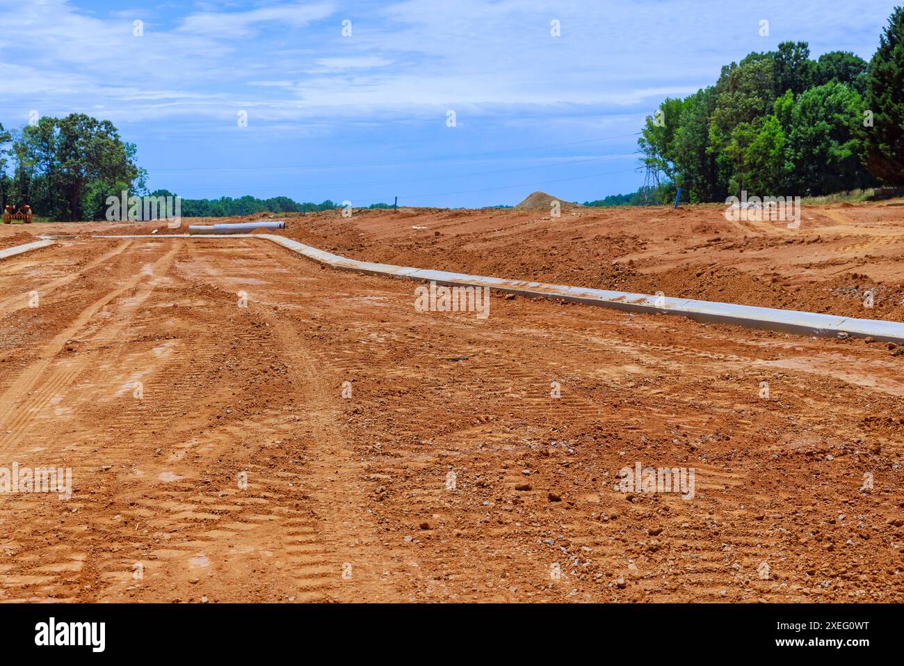 Storm water drainage concrete ditch tray was made as drainage canal ...