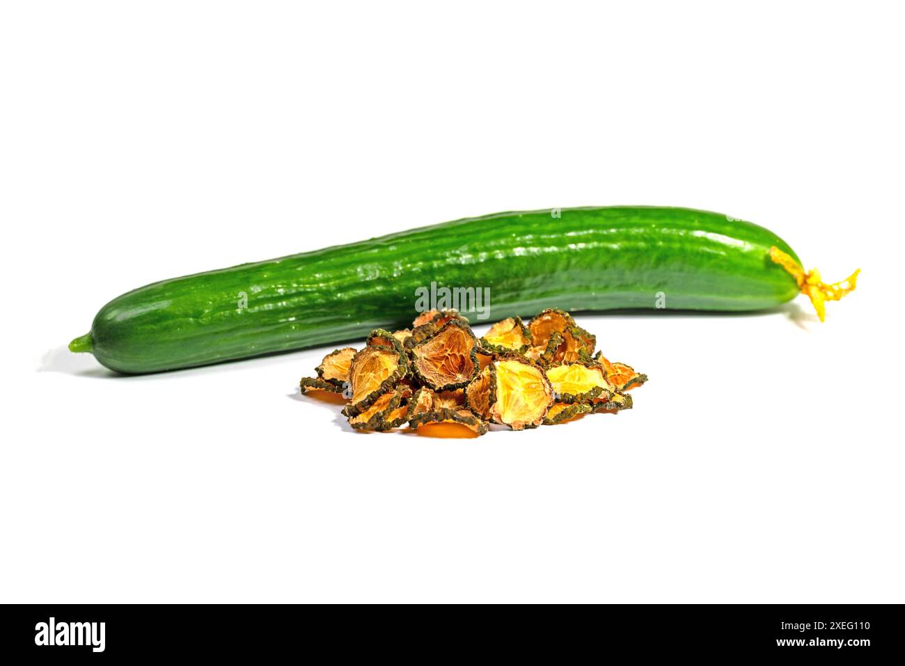 Dried cucumbers against a white background Stock Photo - Alamy