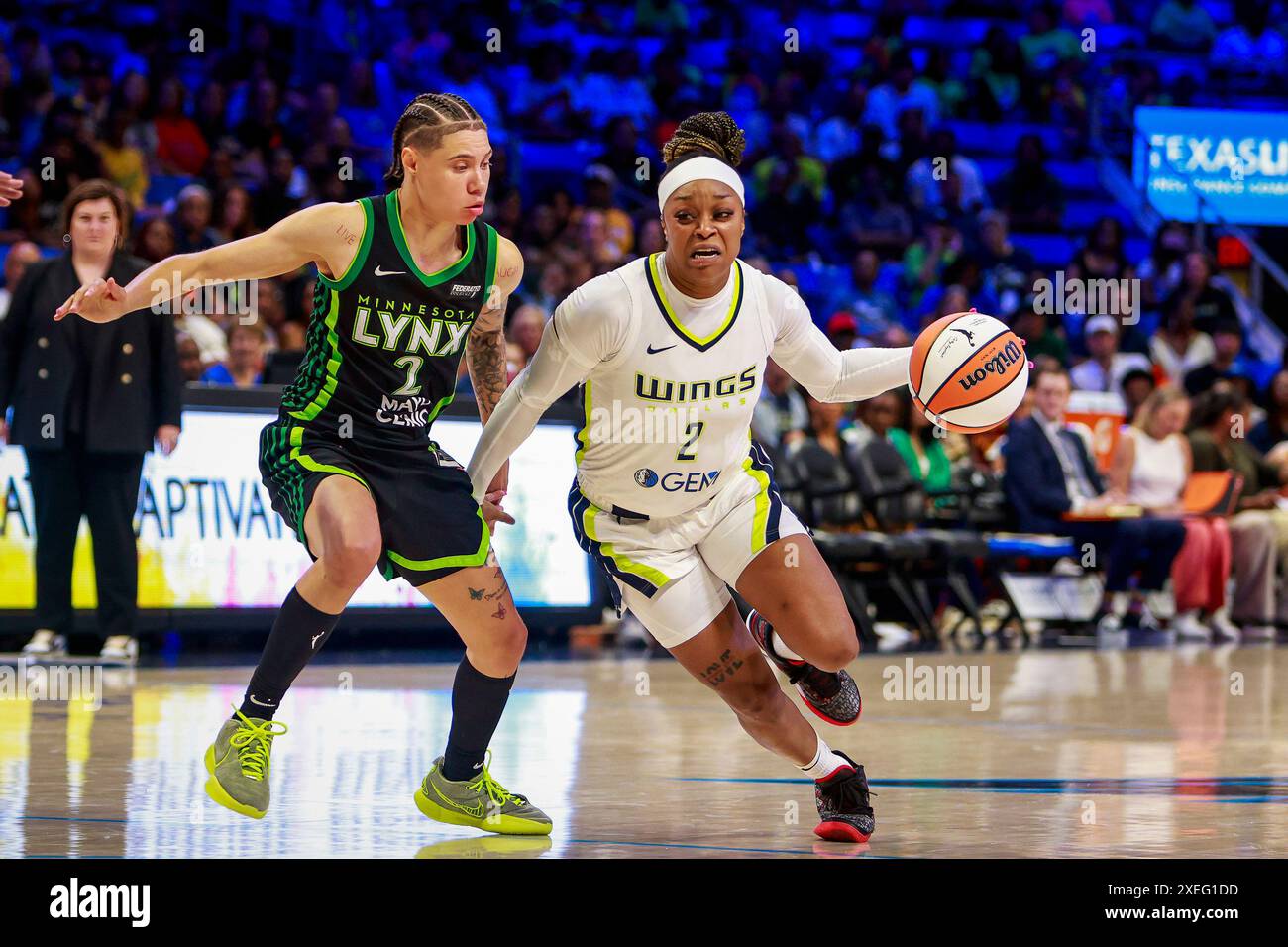 Arlington, Texas, USA. 27th June, 2024. Dallas Wings guard ODYSSEY SIMS ...