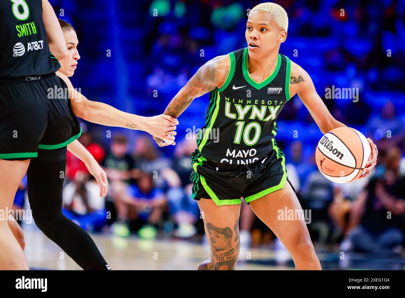 Arlington, Texas, USA. 27th June, 2024. Minnesota Lynx guard COURTNEY ...