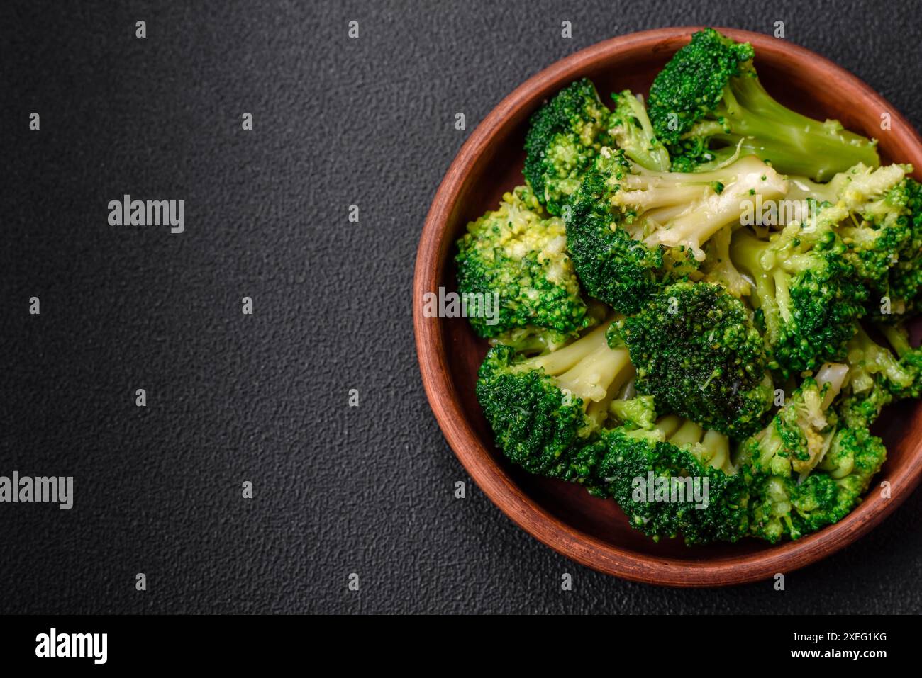 Delicious fresh green broccoli steamed in a ceramic plate Stock Photo ...