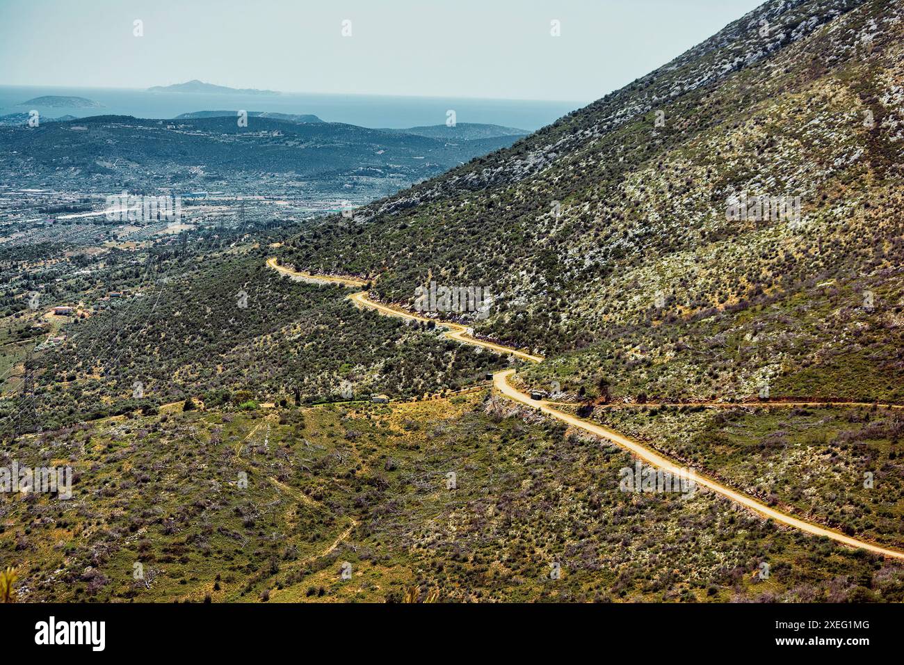 Hymettus mountain country road at Athens, Attica, Greece Stock Photo ...