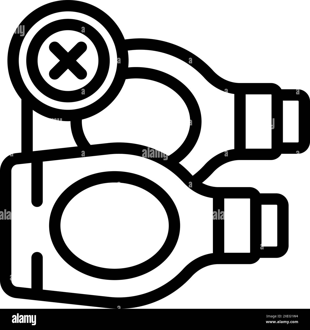Line art icon of two bottles with one marked with a cross, representing ...