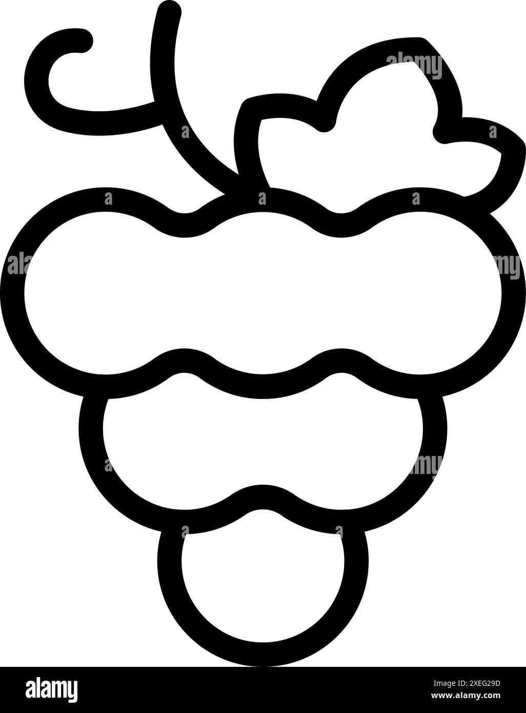Simple black and white line art illustration of a bunch of grapes ...