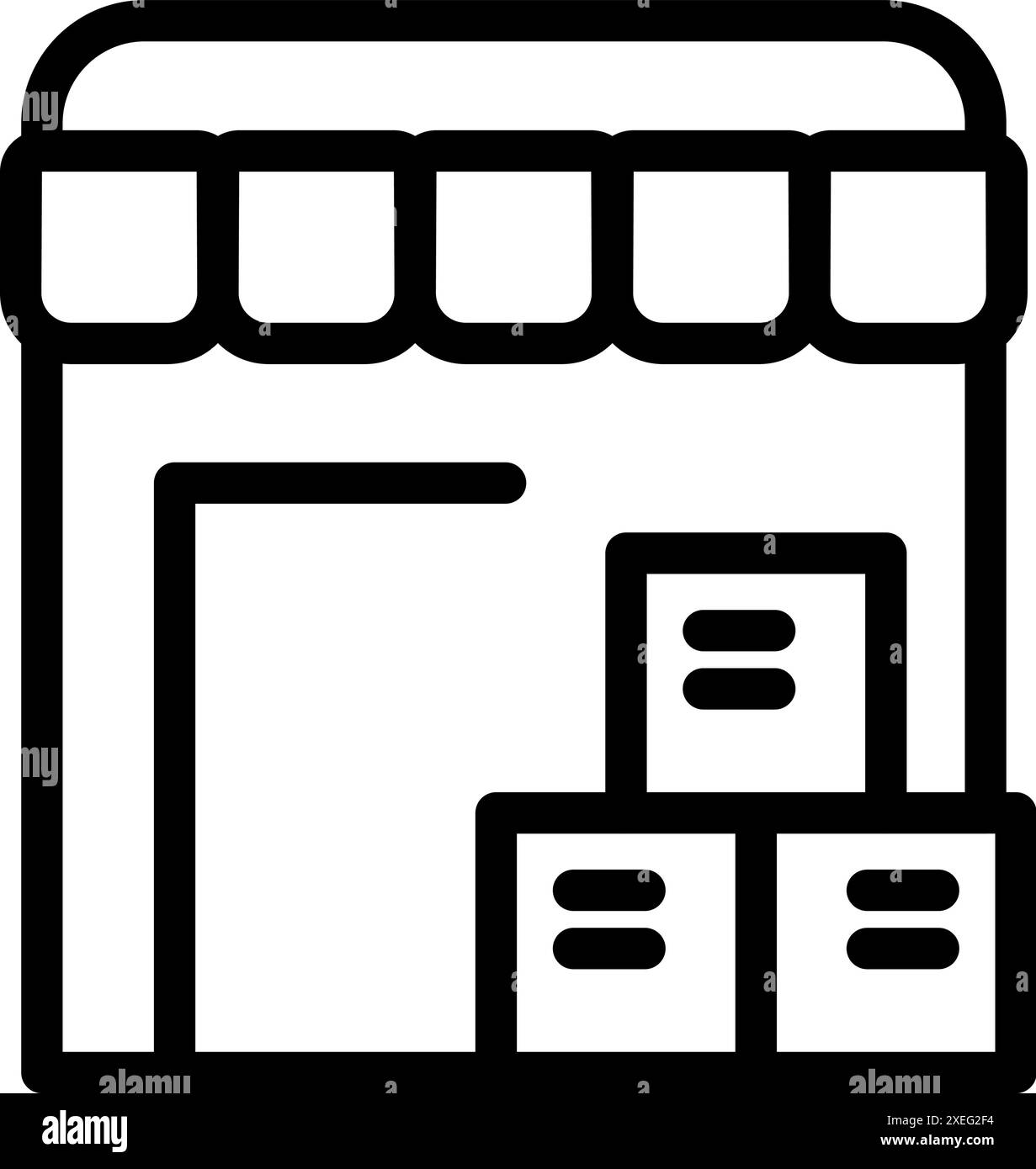 Line icon of a storage room, representing a concept of delivery service ...