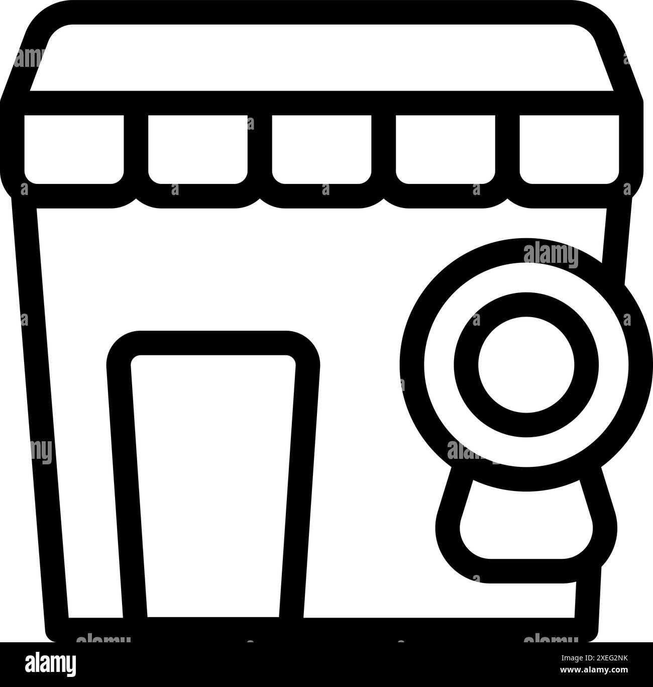 Simple black and white icon of a restaurant building facade with a big ...