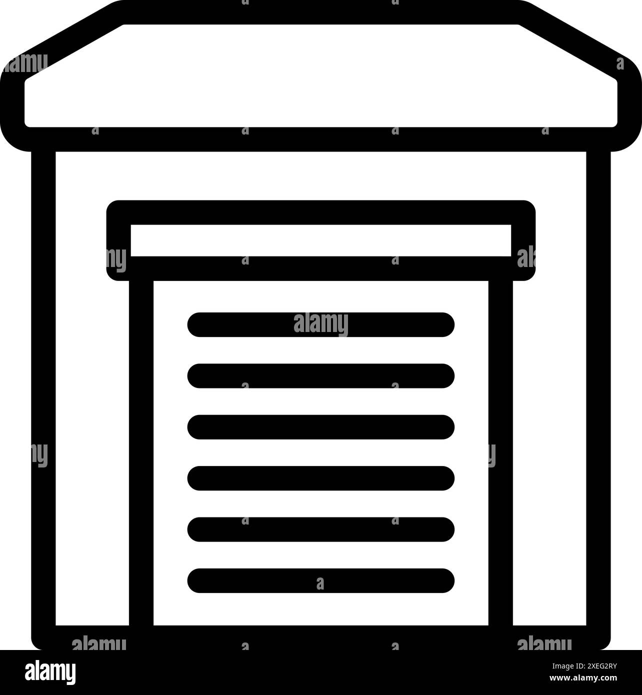 Simple line icon of a garage building with a closed roller shutter door Stock Vector Image & Art ...