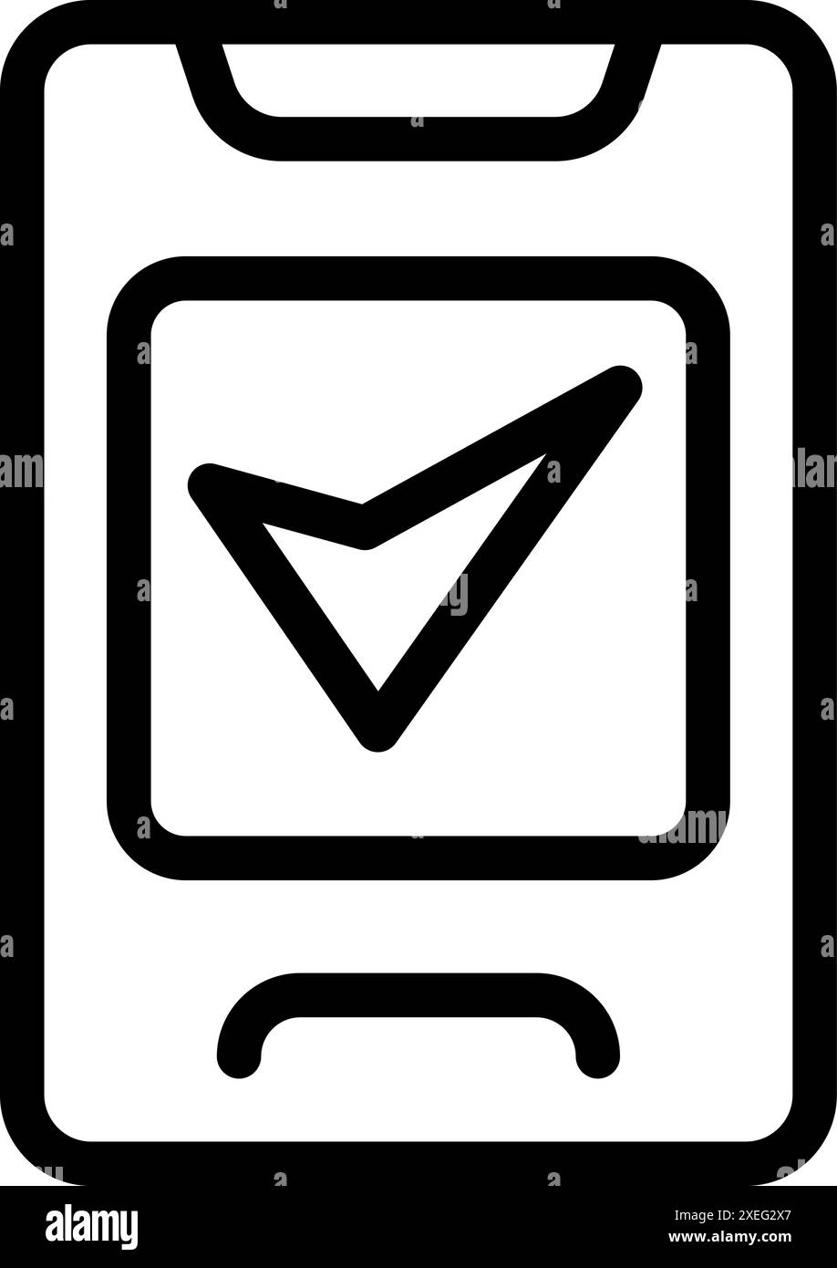 Smartphone is showing a check mark, indicating a successful operation ...