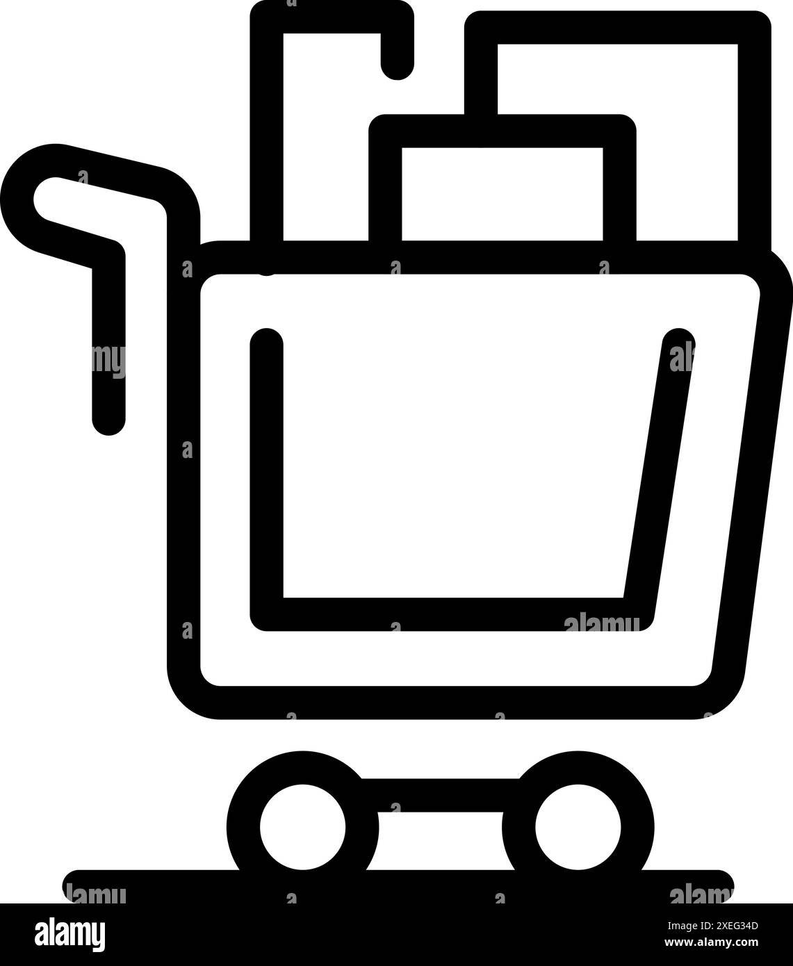 Black outline icon of a shopping cart full of products standing on the ...