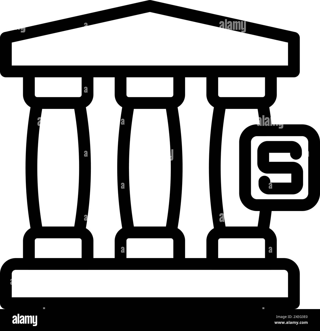 Line art icon of a government building with columns and a dollar sign ...