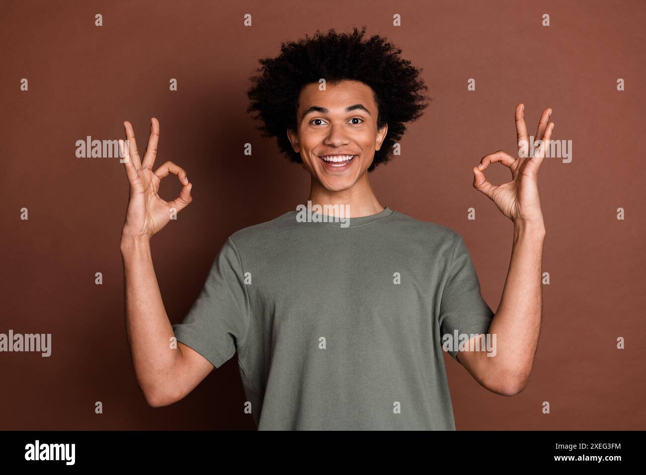Photo portrait of young funky guy with funny chevelure hairstyle ...