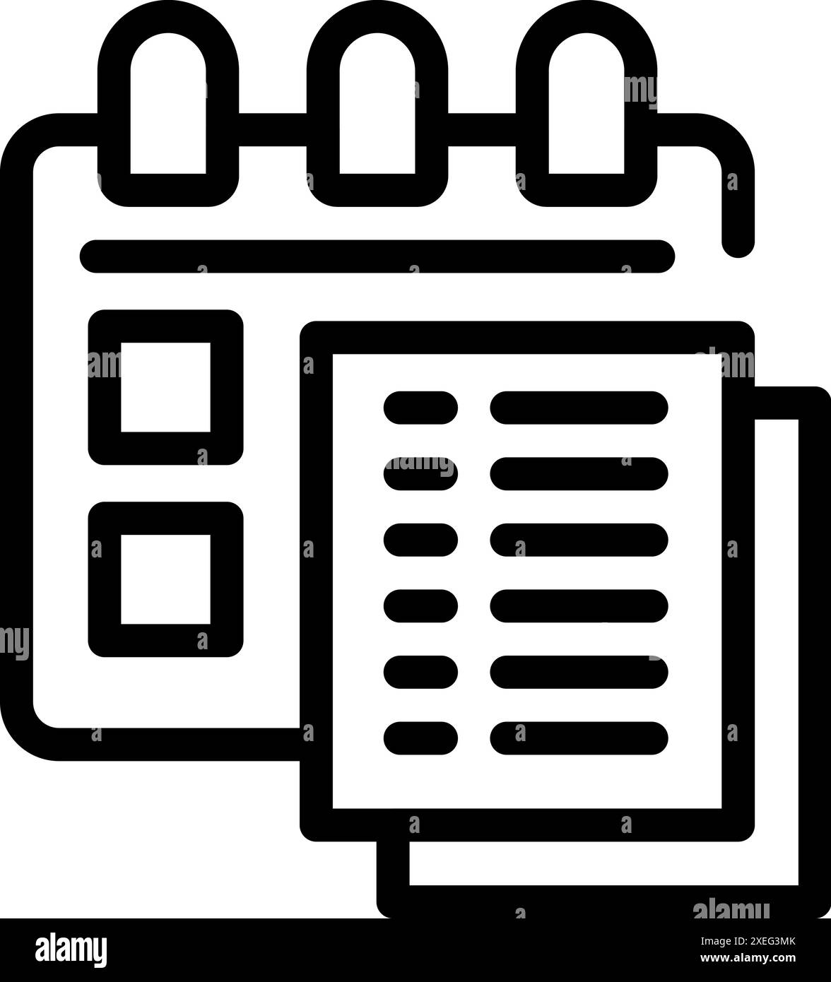 Simple icon of a calendar showing upcoming schedule with a list of ...