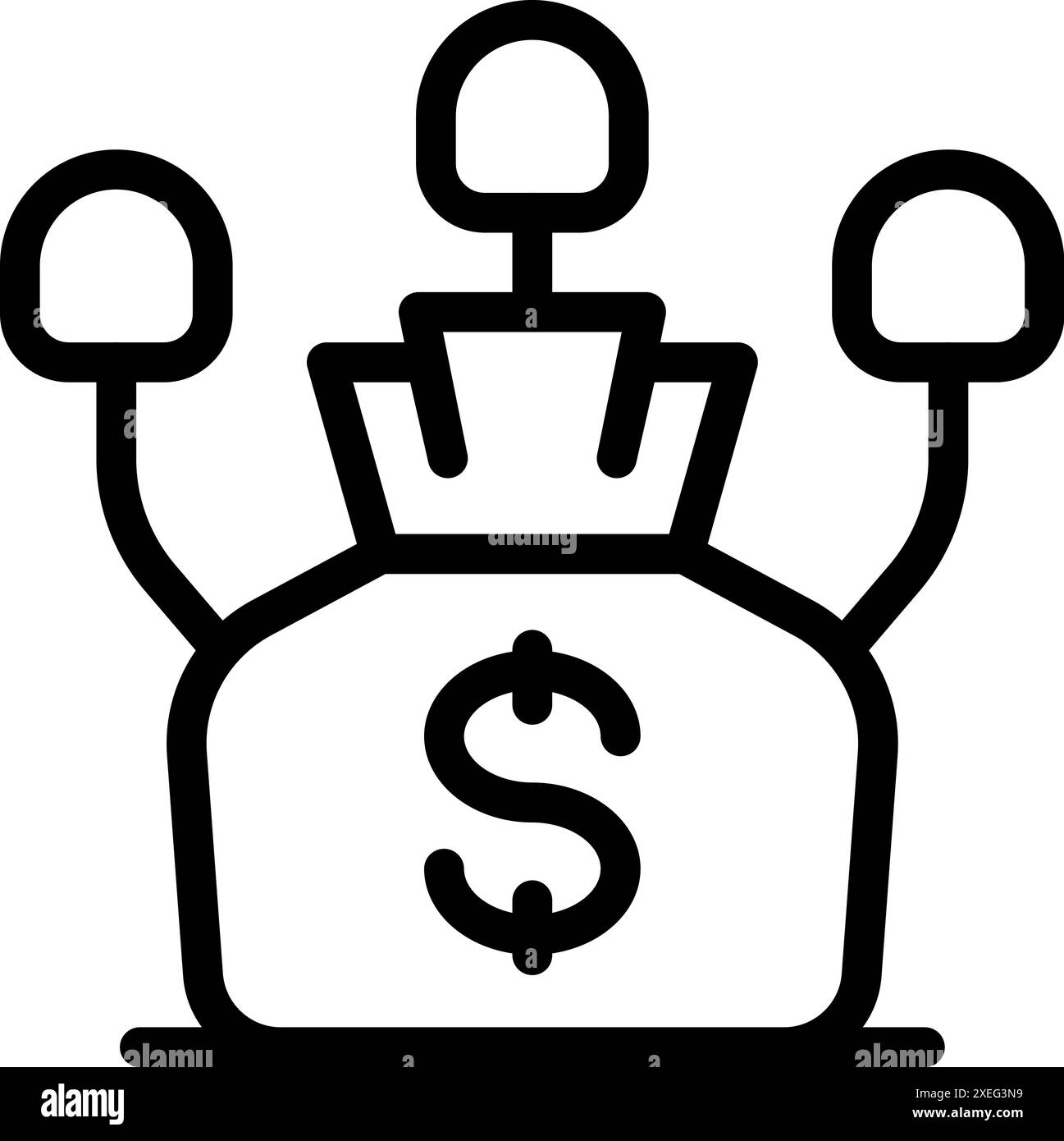 Line art illustration of a money bag symbolizing growing investments ...