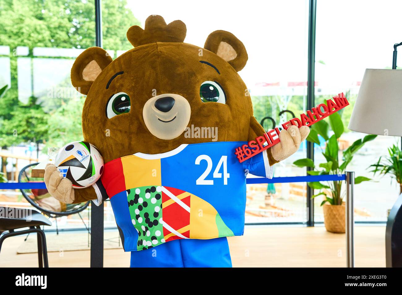 Munich, Bavaria, Germany - June 3, 2024: The official mascot of UEFA ... Munich, Bavaria, Germany - June 3, 2024: The official mascot of UEFA ...