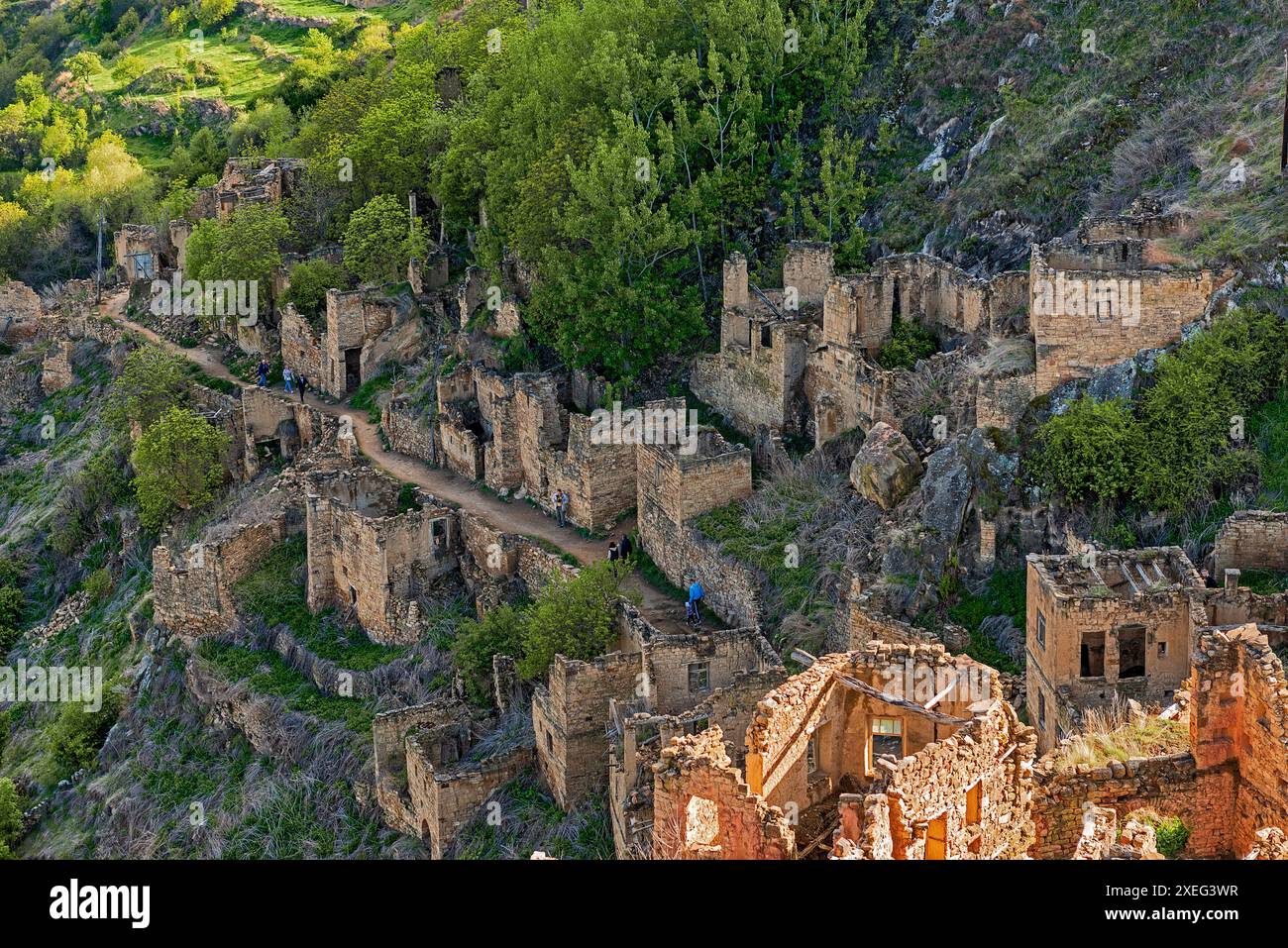 View from above to the northern part of the abandoned ancient village ...