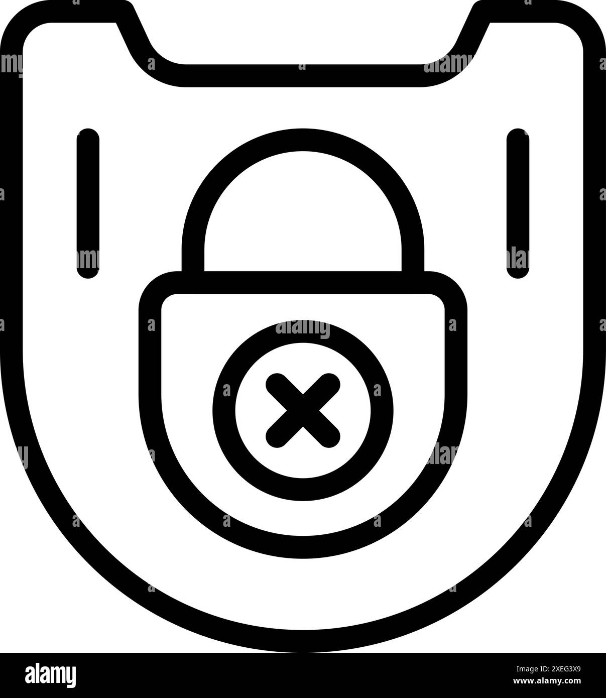 Line art style icon of a phone security breach showing error with ...