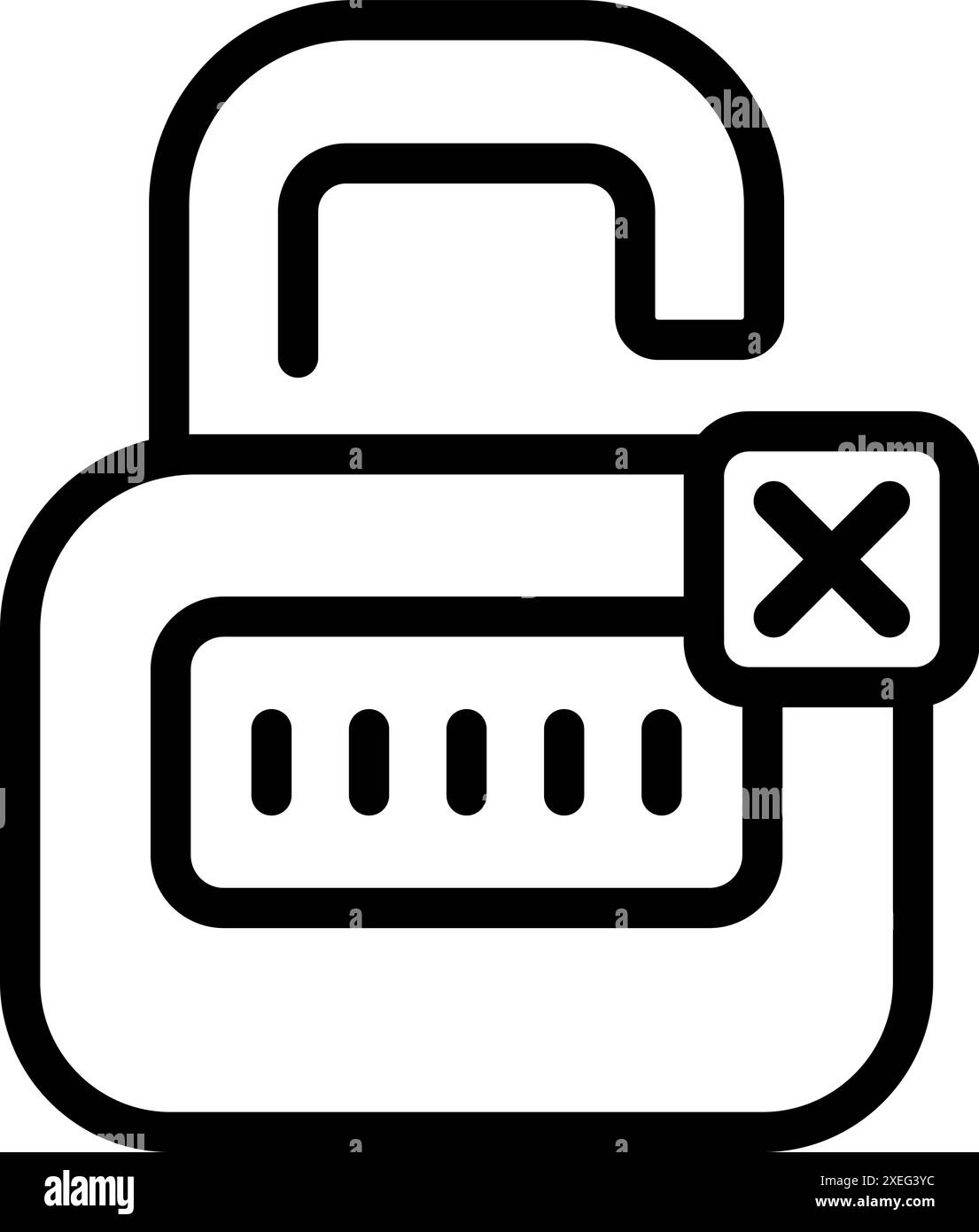 Simple icon of a locked password showing an error message with a cross ...