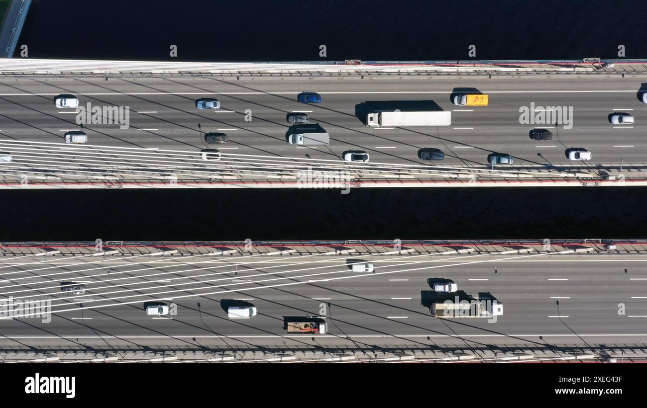 Cable-stayed bridge with cars Stock Photo - Alamy