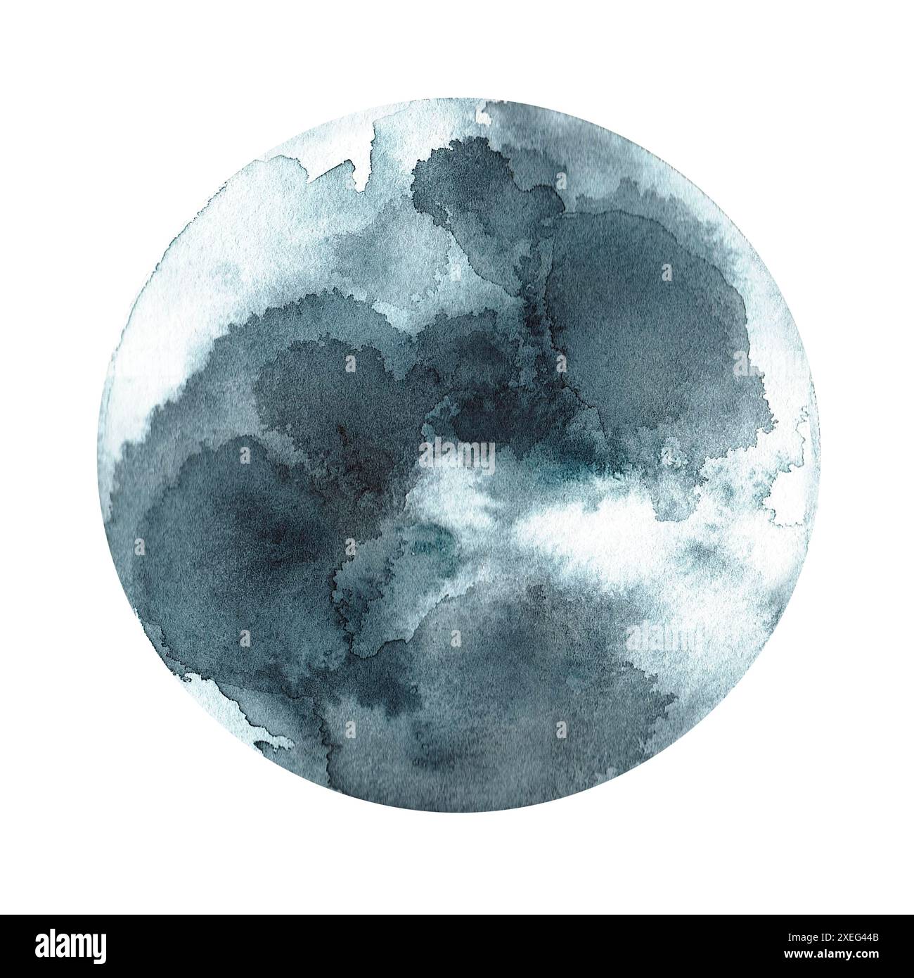 Moon, space, galaxy, half moon, planet. Painted in watercolor on a ...
