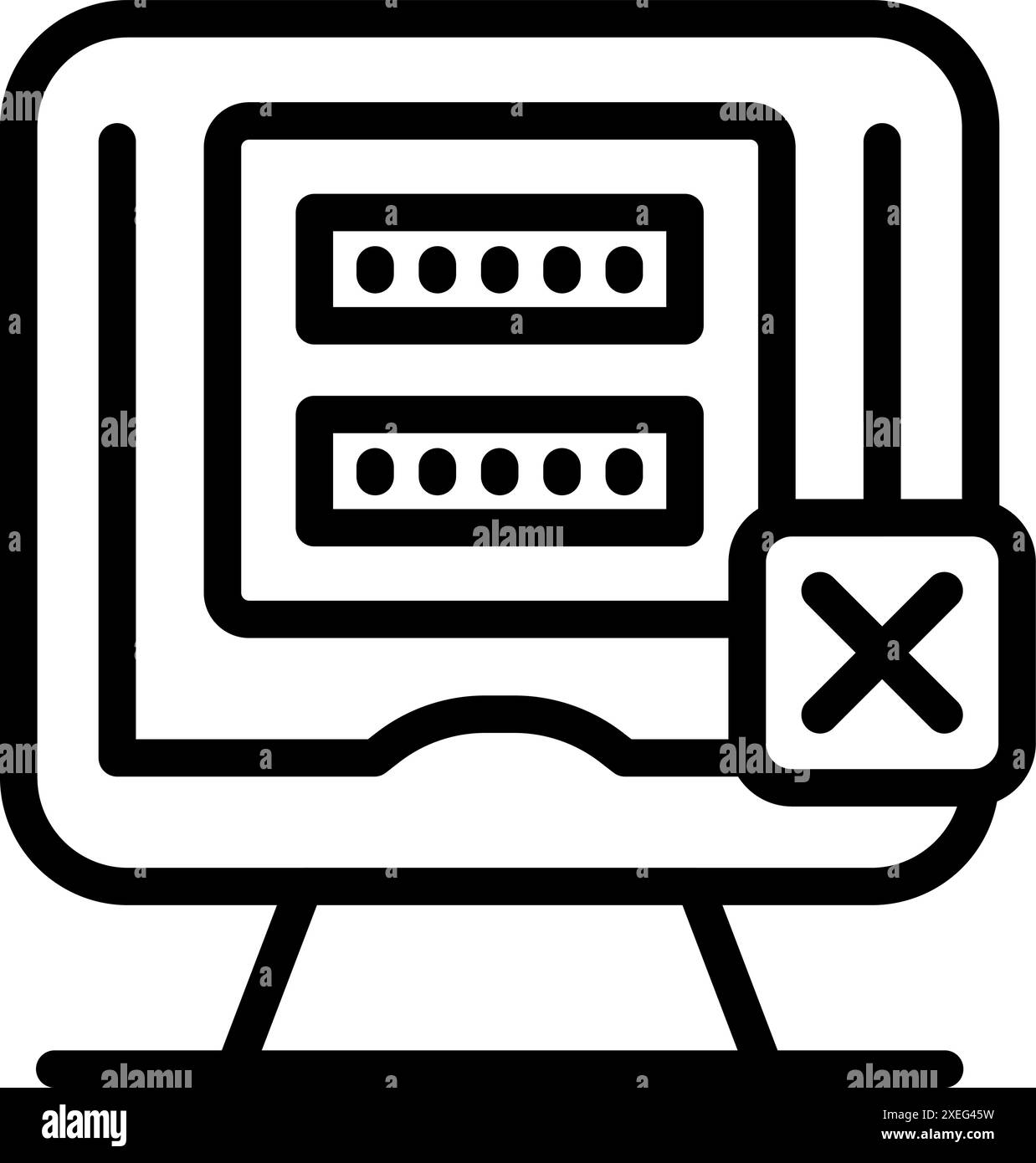 Computer screen showing a login form with a wrong password attempt ...