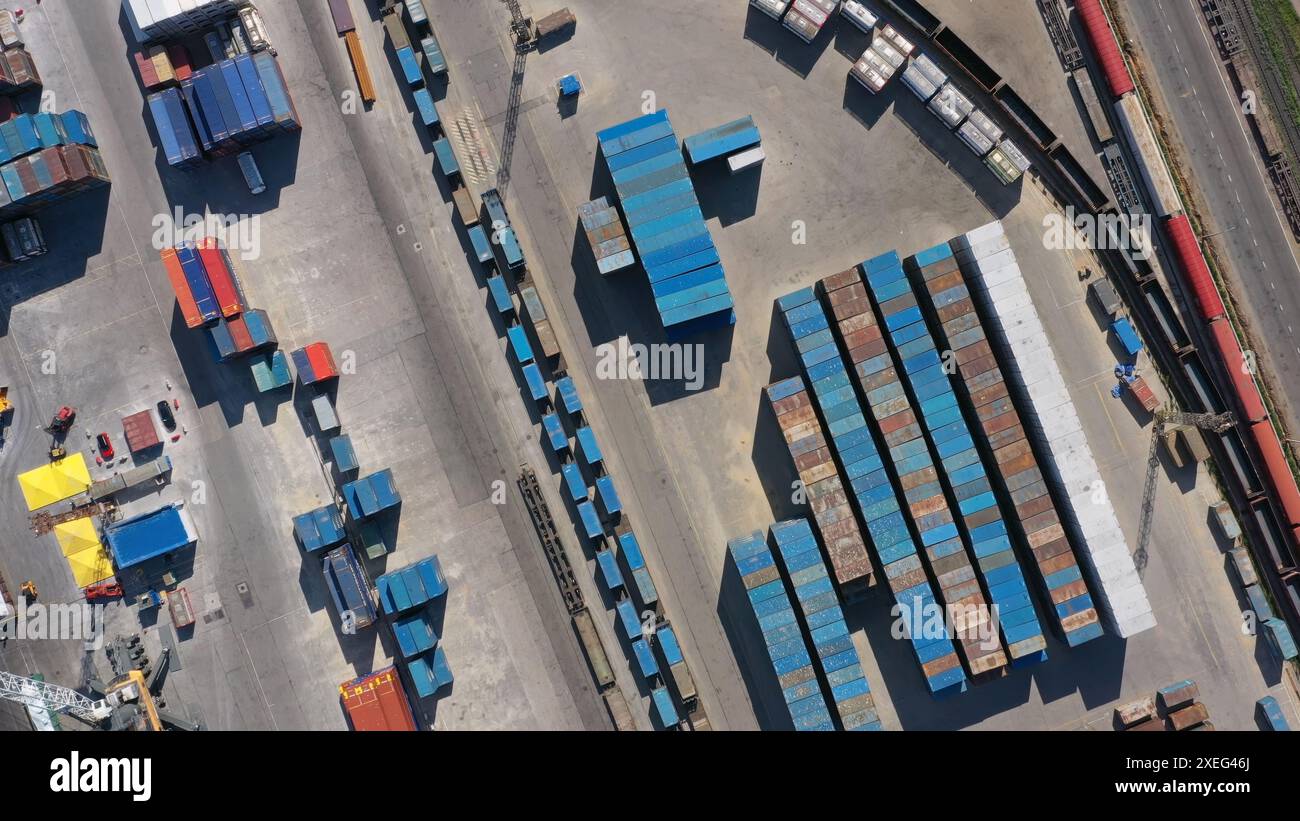 Cargo terminal aerial view Stock Photo - Alamy
