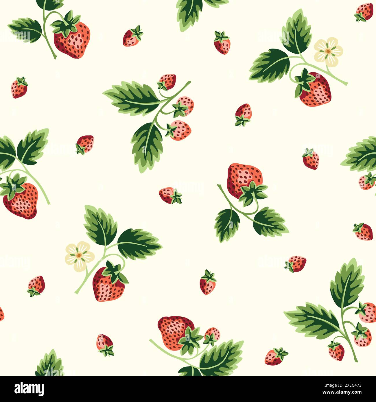 Cottage Core Garden Strawberry Patch Vector Seamless Pattern. Vintage ...
