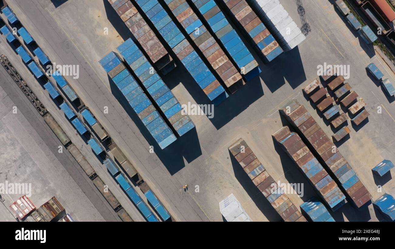 Cargo terminal aerial view Stock Photo - Alamy