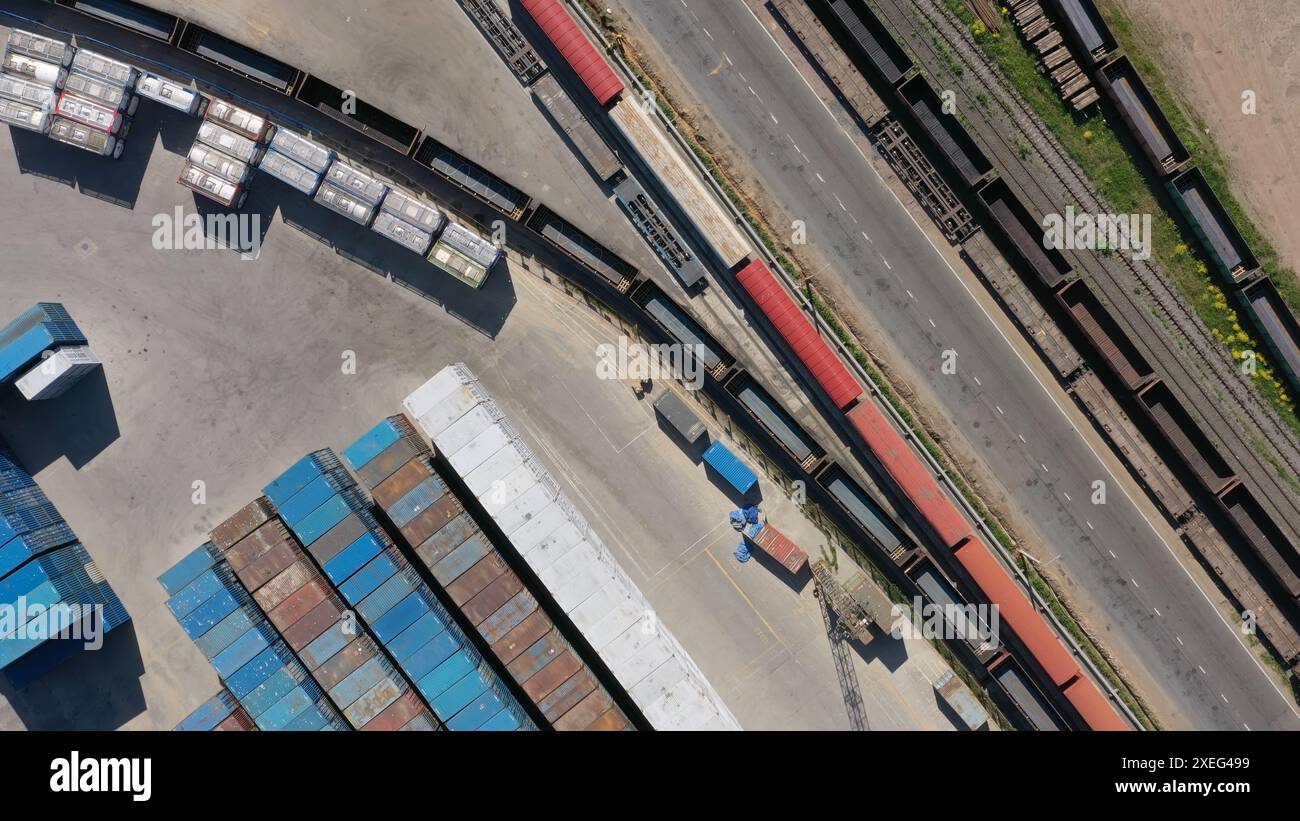 Aerial view cargo container ship hi-res stock photography and images - Alamy