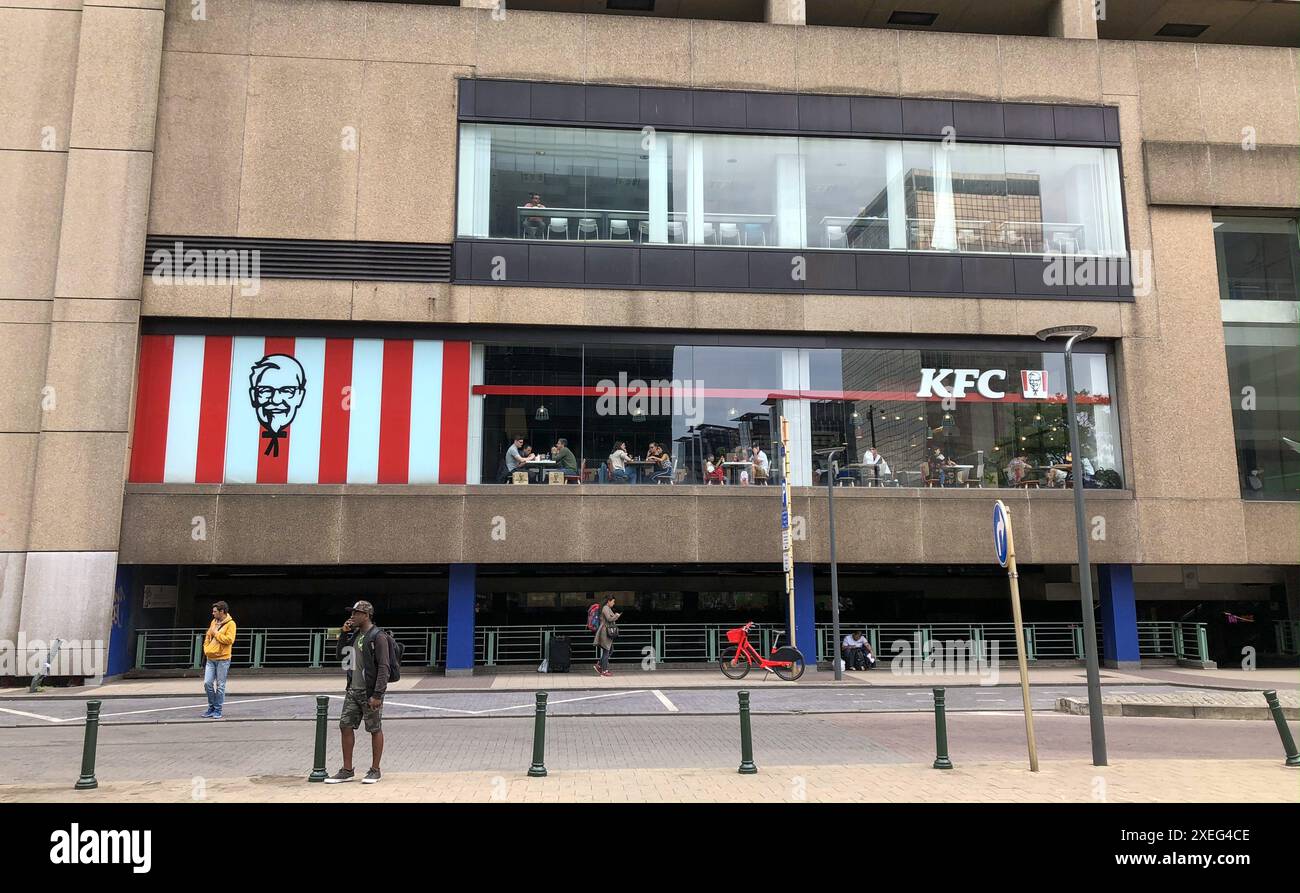 Brussels, Belgium, November 7th, 2019, First KFC fast food restaurant ...