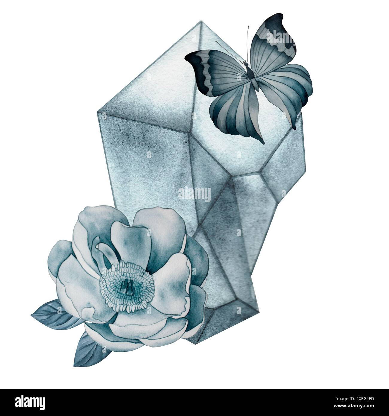 A set on the theme of butterflies and insects painted in watercolor on ...