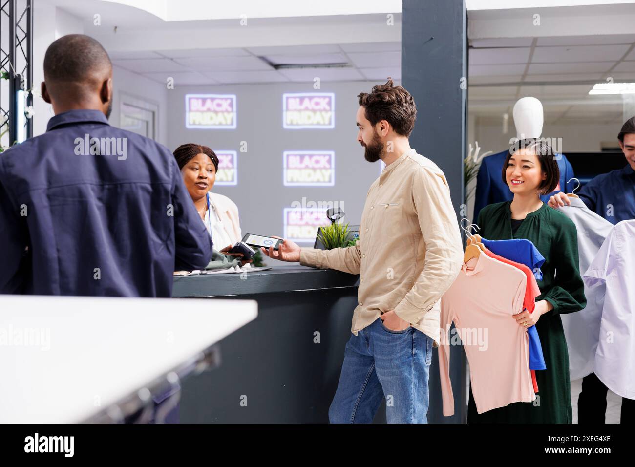 Waiting in checkout line phone hi-res stock photography and images - Alamy