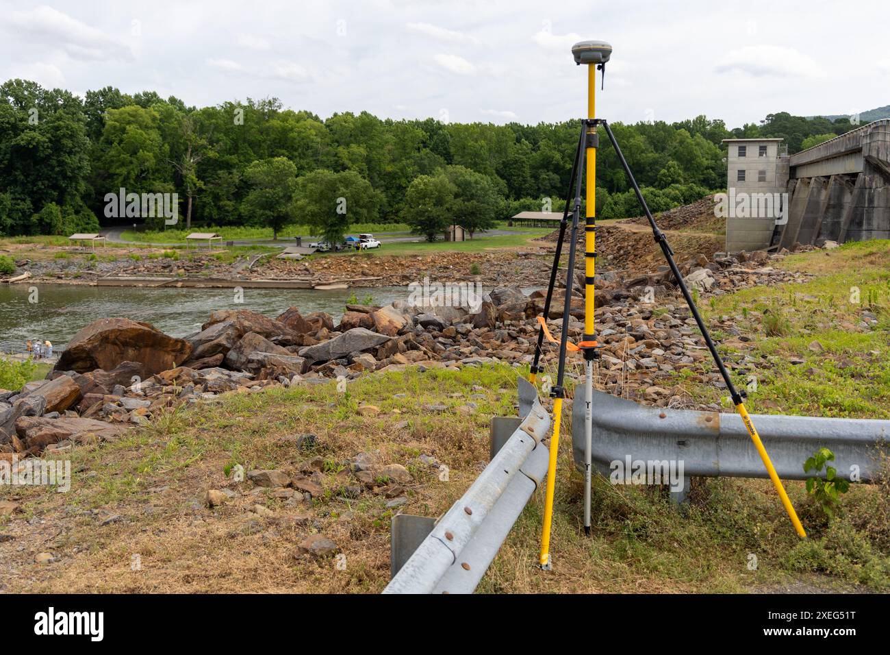 A surveying instrument is set up to evaluate habitat suitability for ...