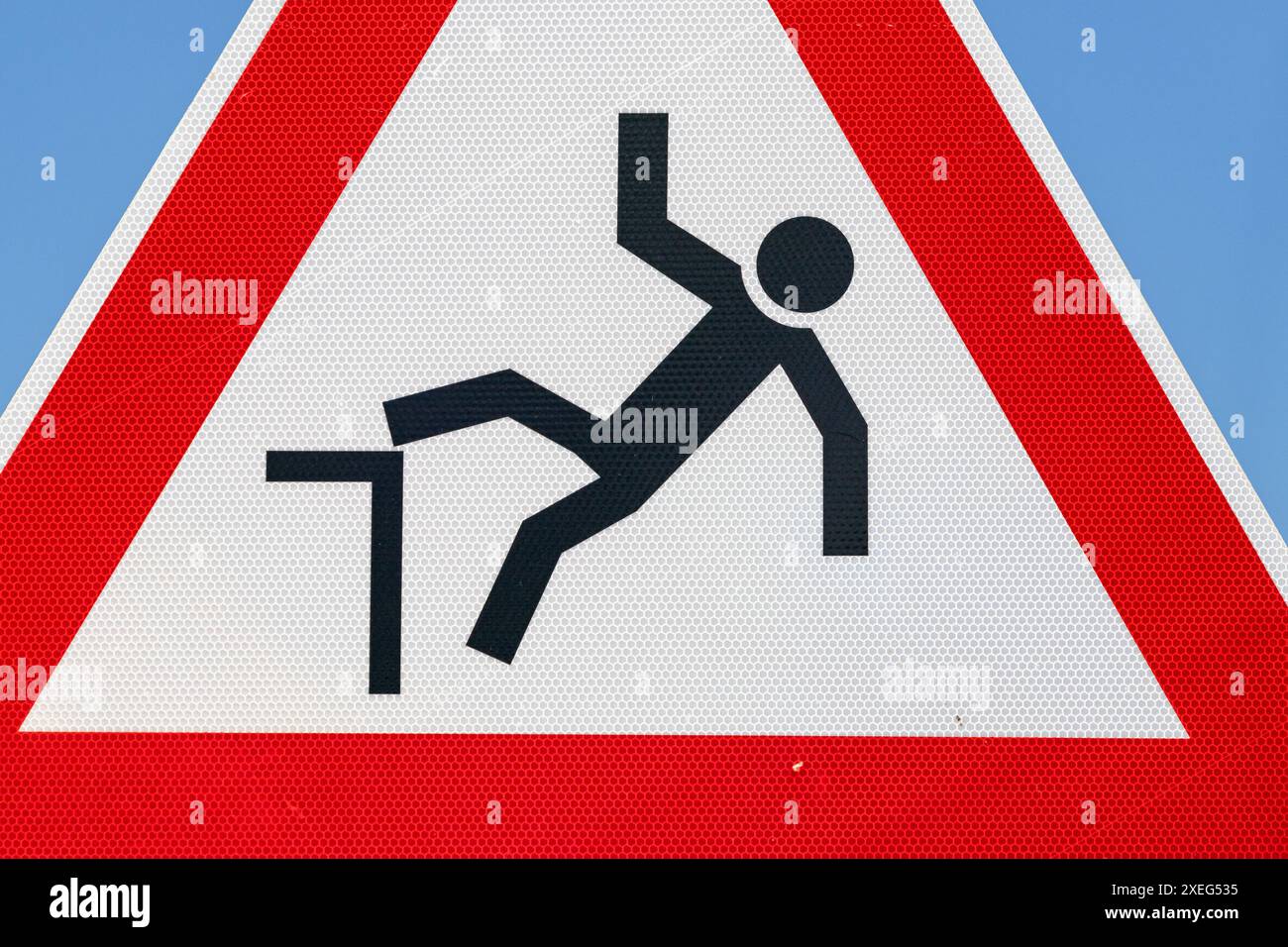 Traffic sign Caution cliffs danger of falling Stock Photo - Alamy