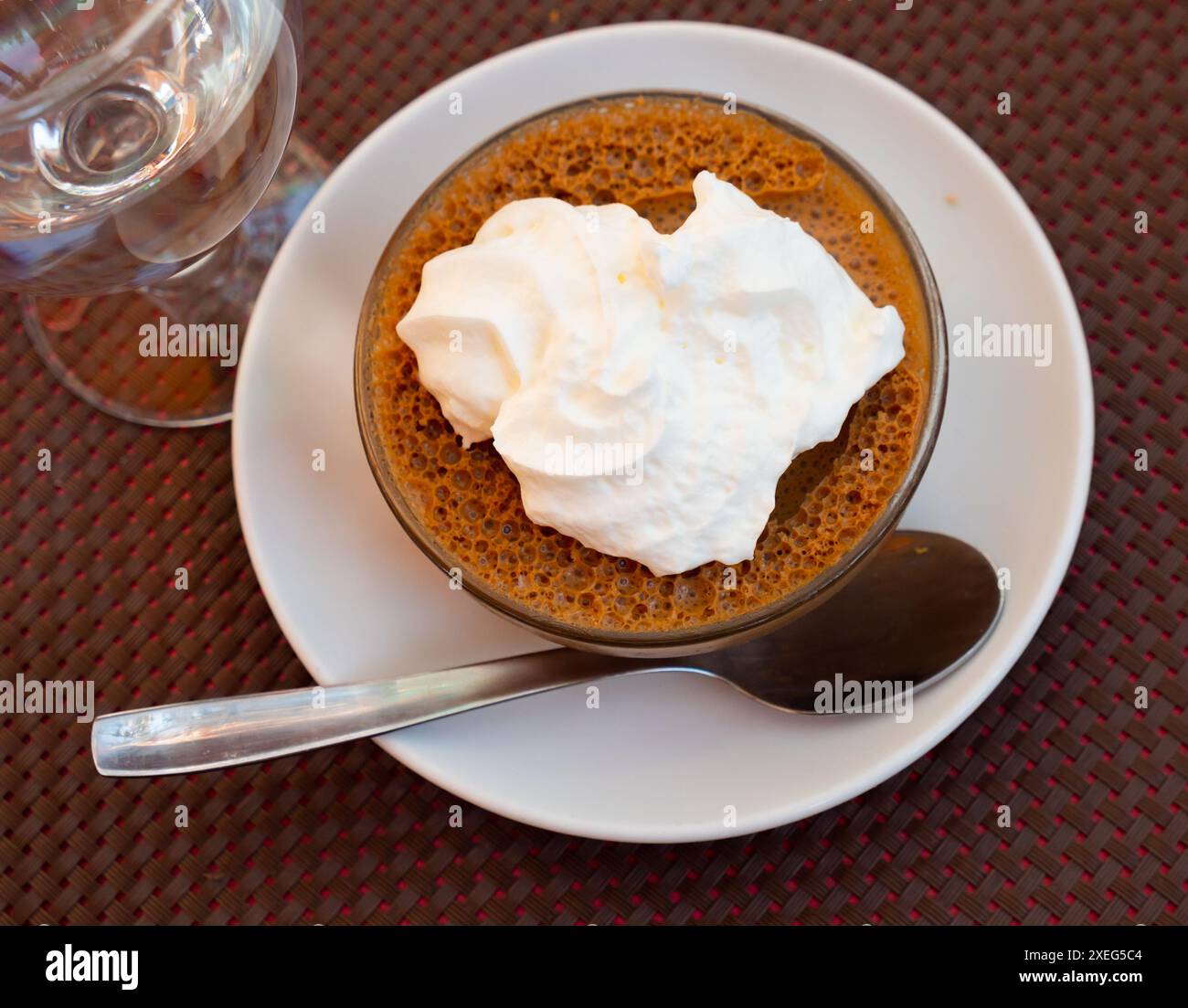 Baked sweet dessert coffee mousse made from fermented milk product ...