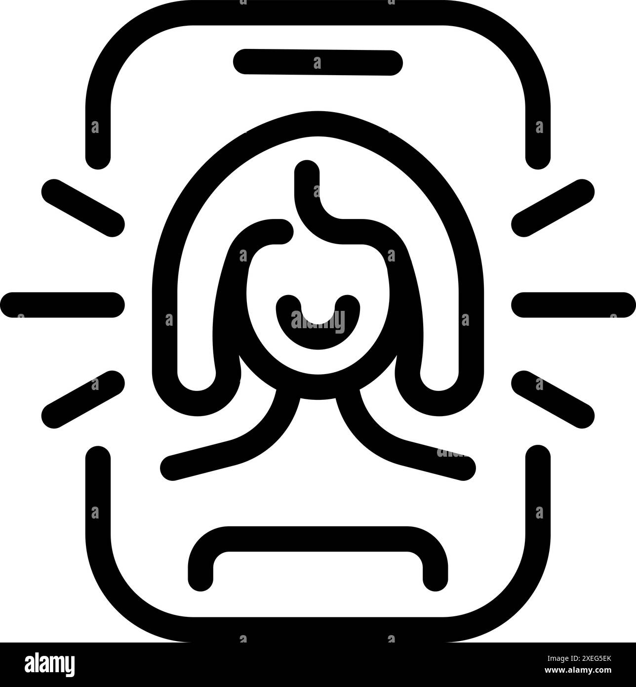 Smartphone scanning woman face for identity verification using facial ...