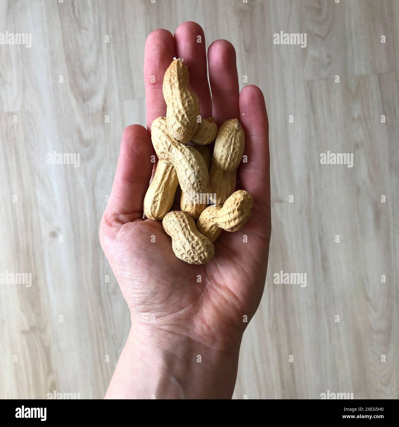 Hand full with Peanuts Stock Photo - Alamy