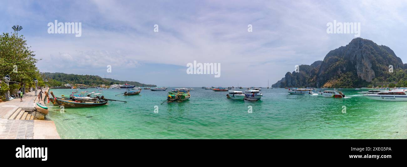 A panorama picture of Ton Sai Beach, at the Ko Phi Phi Don Island Stock ...
