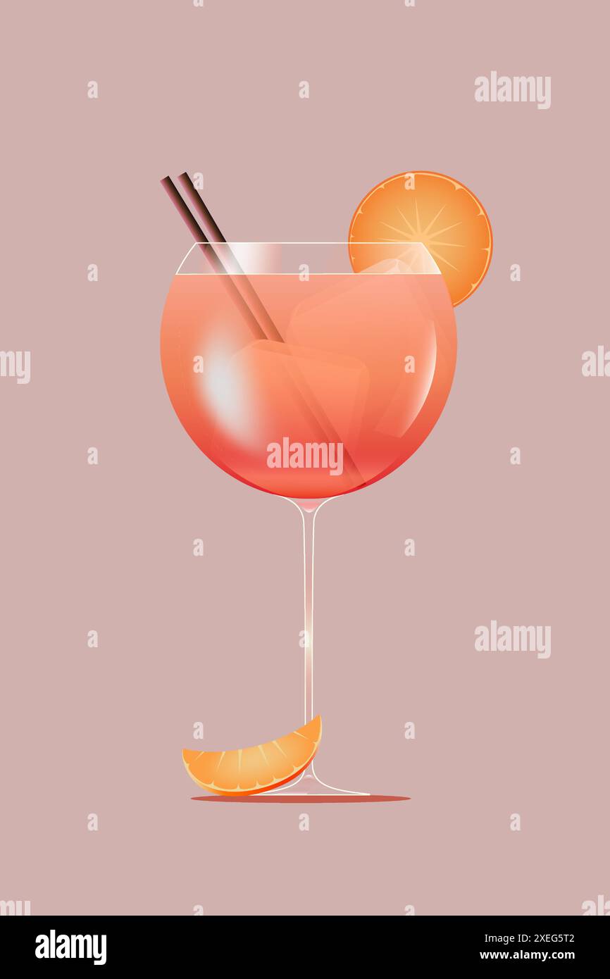Aperol Spritz cocktail in balloon glass, garnished with orange slice ...