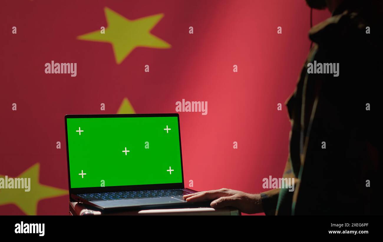 Chinese secret police agent uses mass propaganda tools on chroma key ...