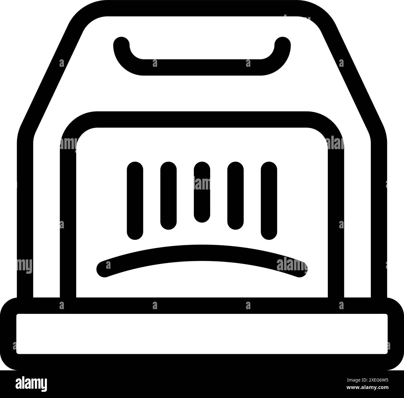 Line art icon of a toaster with heating elements warming up, ready to ...