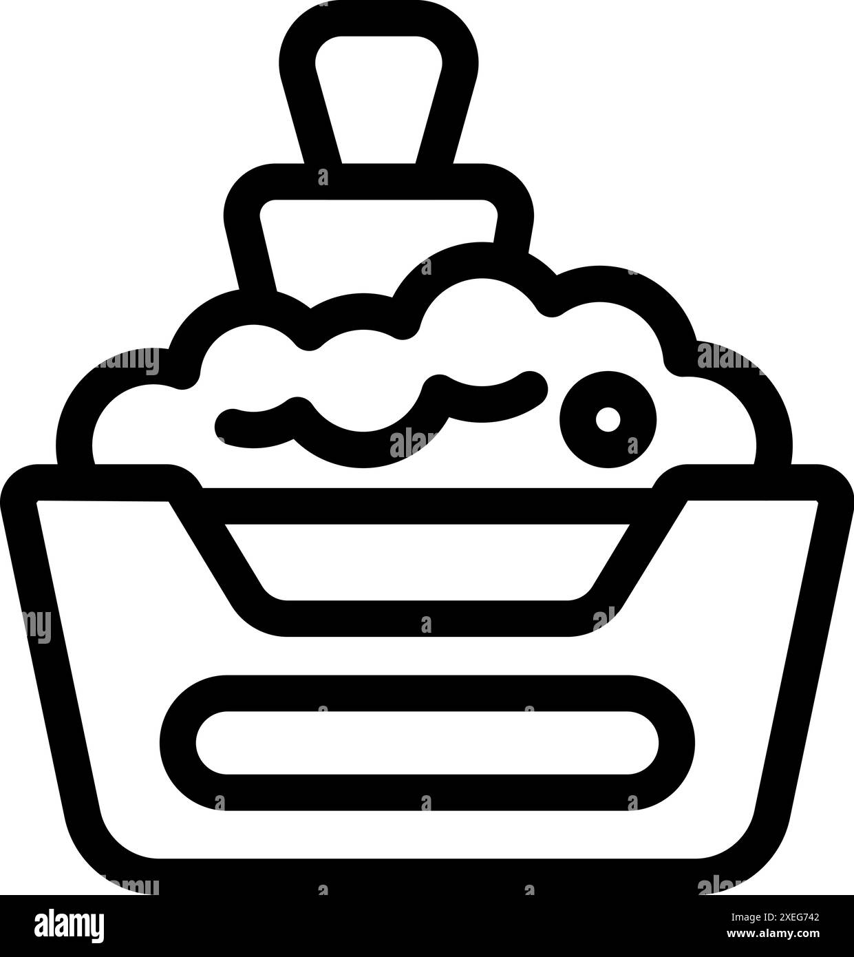 Simple black and white icon of an overflowing office inbox tray with a ...