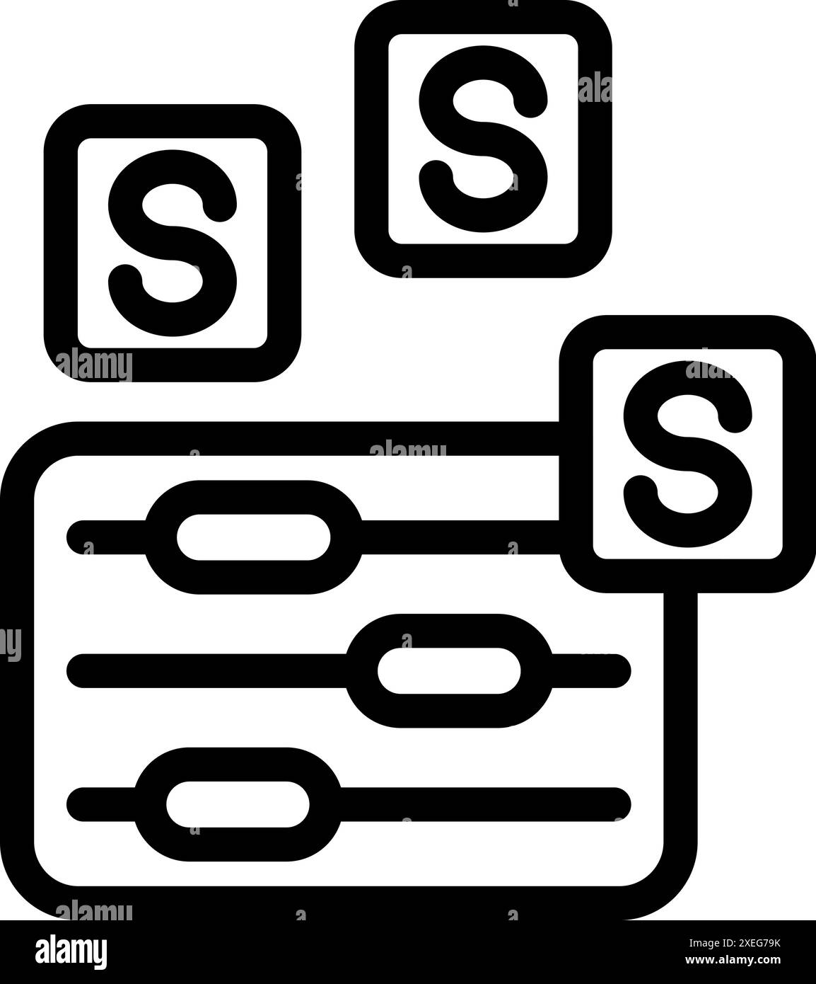 Black outline icon representing the process of adjusting settings in a ...