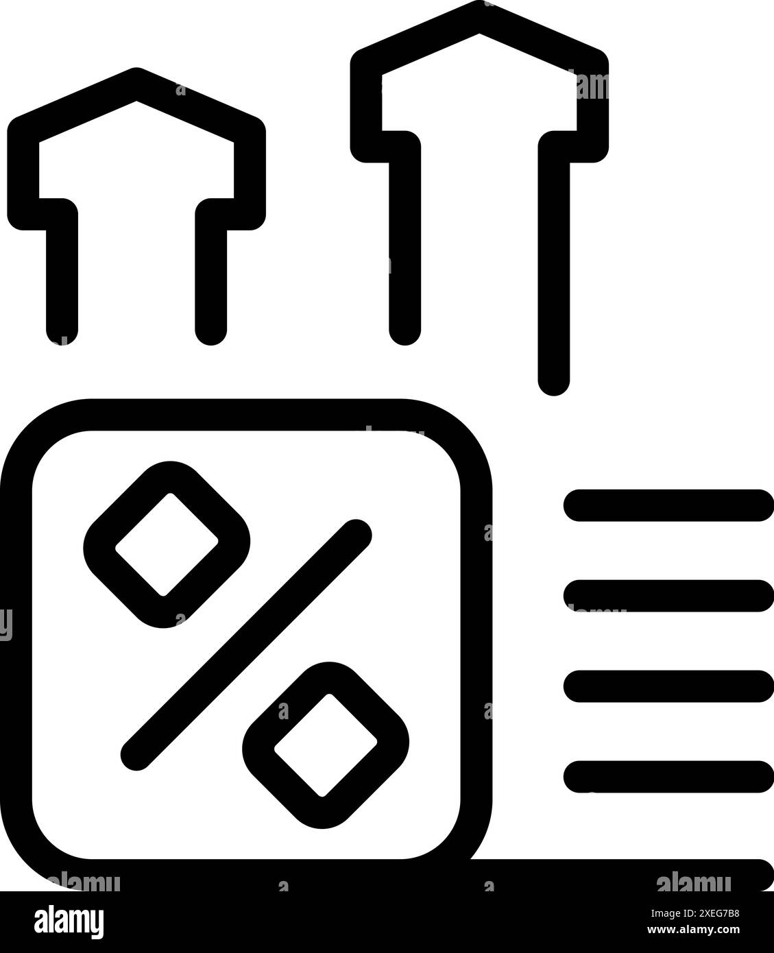 Line icon illustration of interest rate increasing concept with growing ...