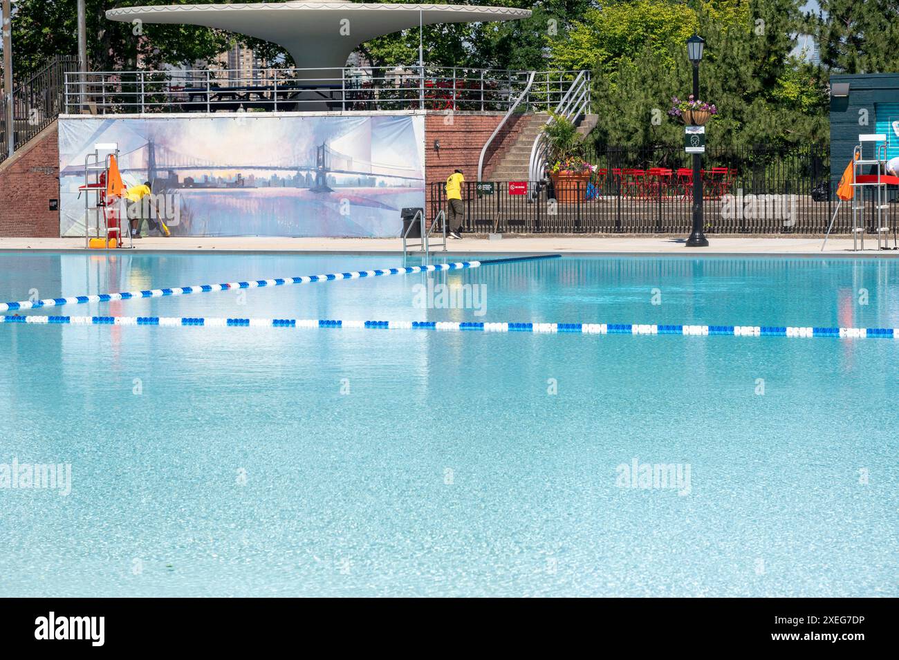 New York, United States. 27th June, 2024. Pools employees clean at ...