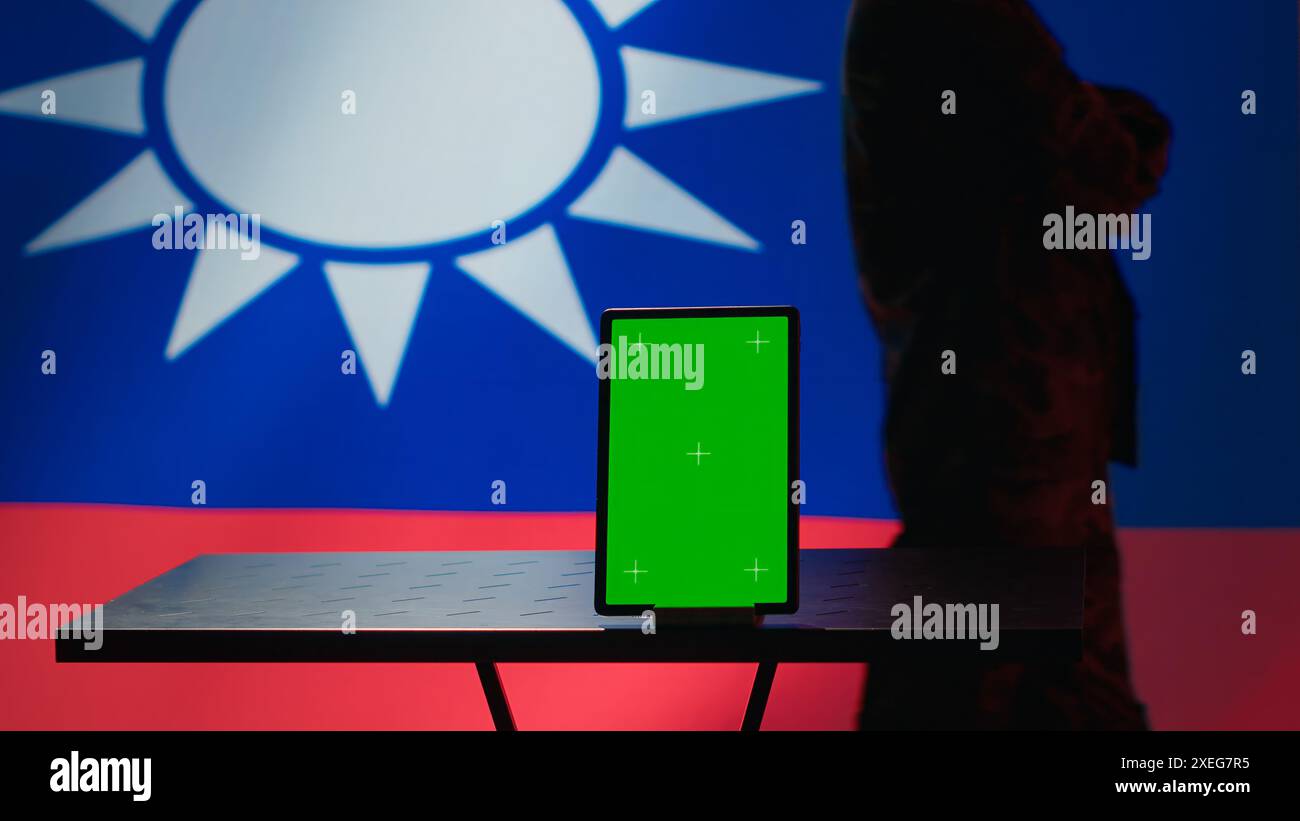 Taiwan military unit patrolling in command room, devising strategies to ...