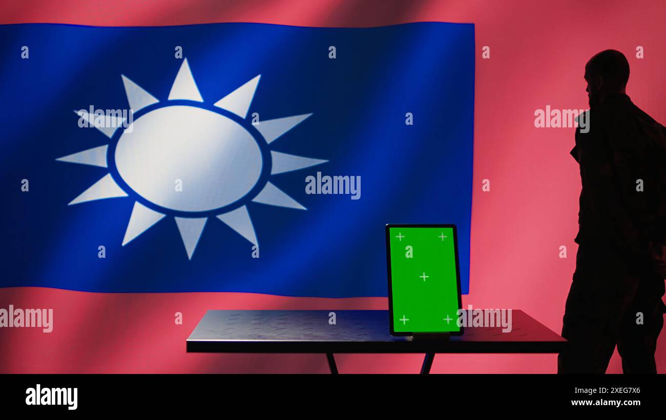 Taiwan military unit patrolling in command room, devising strategies to ...