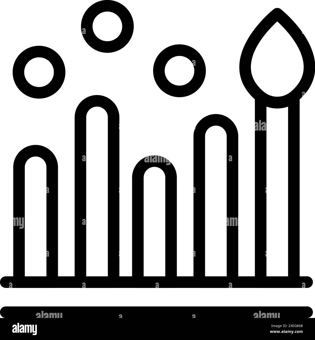 Simple line icon representing a fire sprinkler system activating with a ...