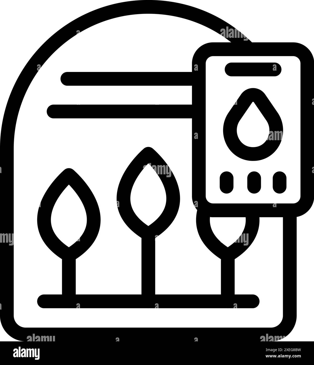 Icon of a smart farm system analyzing plant growth and providing data ...