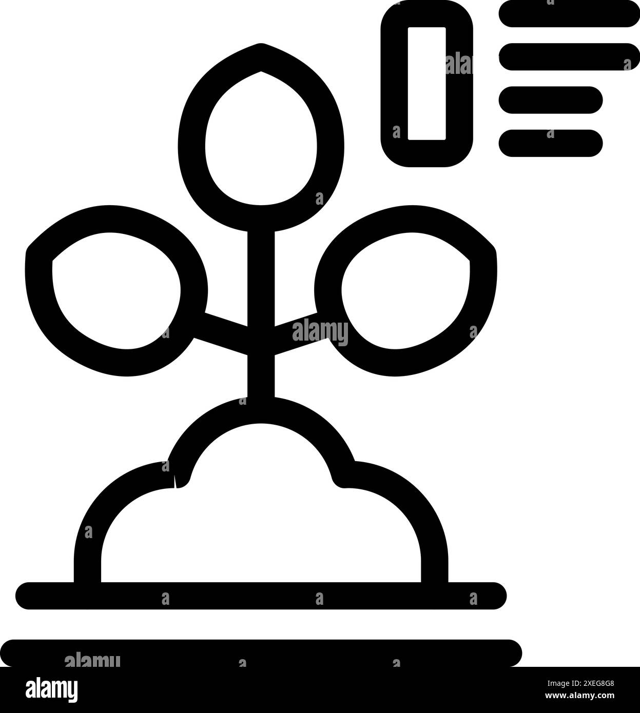 Line icon of a plant growing from soil, with a data chart symbolizing ...